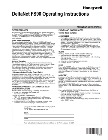 Honeywell DeltaNet FS90 Operating Instructions | Manualzz