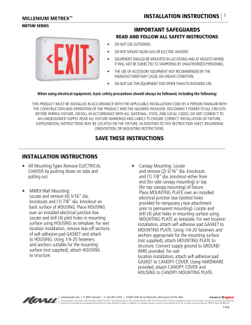 kenall MILLENIUM METREX METSW Series Installation Instructions | Manualzz