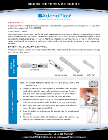RPS AdenoPlus Quick Reference Manual | Manualzz