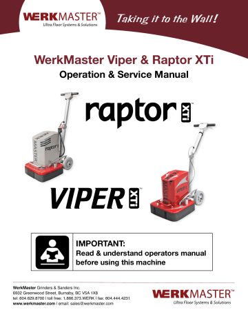 WerkMaster raptor xti, viper Operation & Service Manual | Manualzz