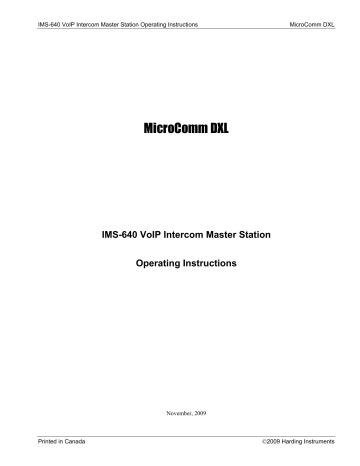 Harding MicroComm DXL IMS-640 Operating Instructions Manual | Manualzz