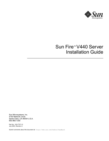 Sun Microsystems Sun Fire V440 Installation guide | Manualzz