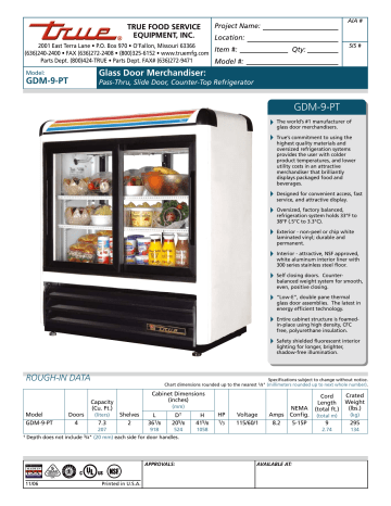 True GDM-9-PT Specifications | Manualzz