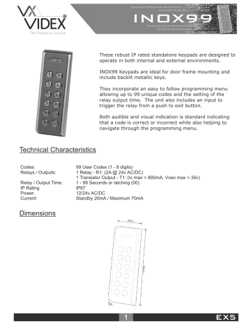 Videx INOX99 Series User Manual | Manualzz