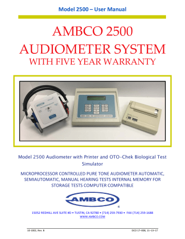 Ambco 2500 User Manual | Manualzz