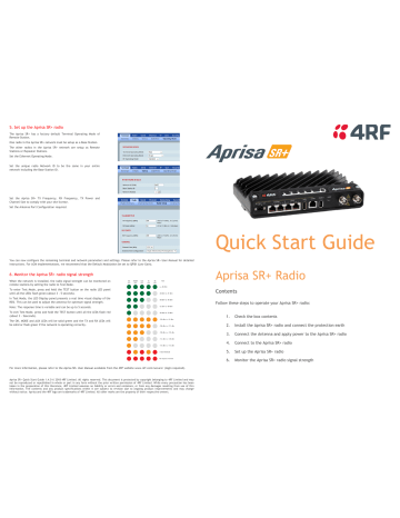 4RF Aprisa SR, Aprisa SR Plus Quick Start Manual | Manualzz