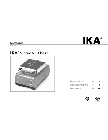 IKA Vibrax VXR basic Operating Instructions Manual | Manualzz