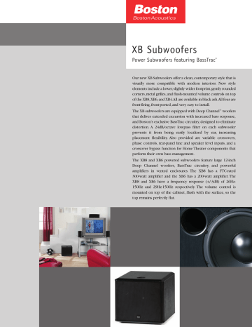 Boston Acoustics XB4, XB8 Brochure & Specs | Manualzz