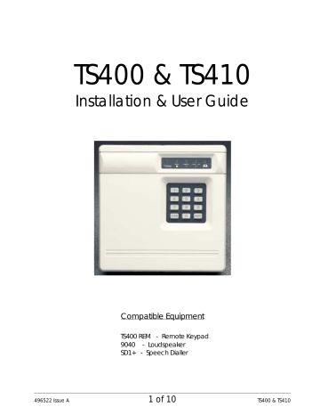 Menvier Security TS400 Installation & User Manual | Manualzz
