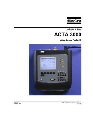 Atlas Copco ACTA 3000 Manual To Using | Manualzz