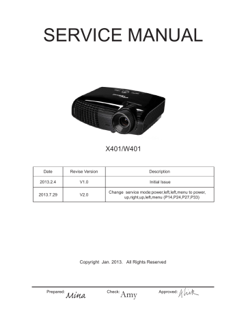 Optoma W401 Service Manual | Manualzz
