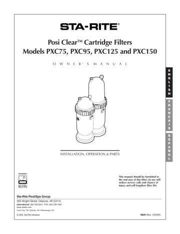 STA-RITE Posi Clear PXC150 El manual del propietario | Manualzz