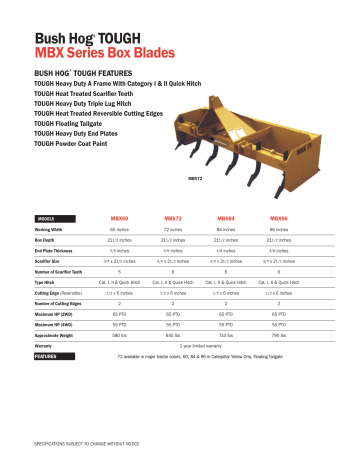 Bush Hog Box Blades MBX Specifications | Manualzz