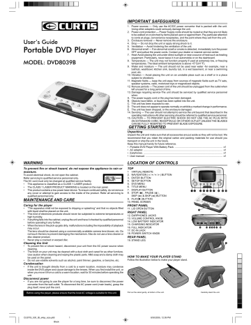 Curtis DVD8039B User Manual | Manualzz