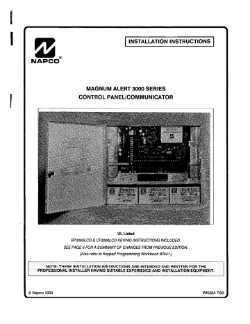NAPCO MA3000, RP3000LCD Installation Instructions Manual | Manualzz