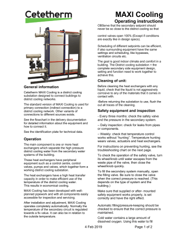 Cetetherm MAXI Cooling Operating Instructions | Manualzz