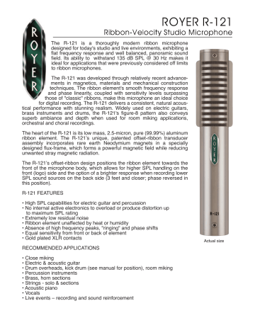royer R-121 Brochure & Specs | Manualzz