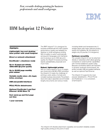 IBM Infoprint 12 Specfications | Manualzz