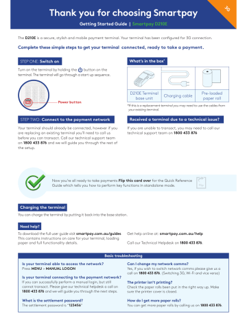 SmartPay D210E Getting Started Manual | Manualzz