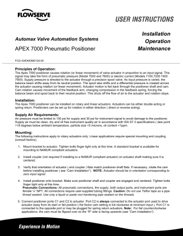 Flowserve APEX 7000 User Instructions | Manualzz