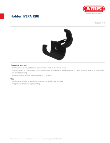 ABUS 58497 Holder IVERA RBU bracket Technical data | Manualzz