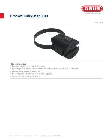 ABUS 31487 Bracket QuickSnap RBU Technical data | Manualzz