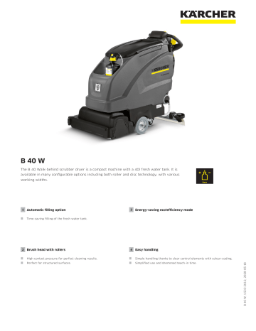 Kärcher B 40 W Scrubber Dryer Product information | Manualzz