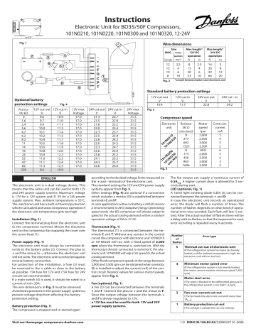 Danfoss BD Electronic Unit for BD35/50F Compressors, 101N0210, 101N0220 ...