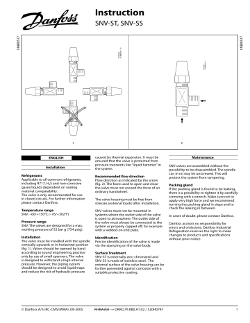 Danfoss SNV-SS SNV-ST Installation Guide | Manualzz