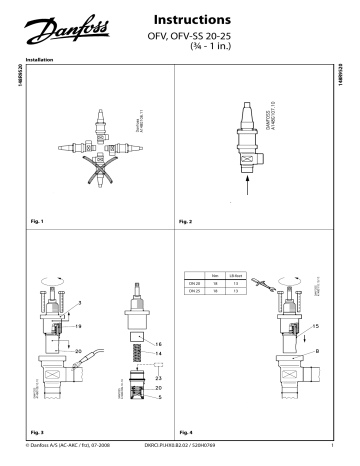 Danfoss OFV 25 , -SS 20- (40 bar version) Installation Guide | Manualzz