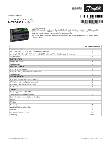 Danfoss MCX08M2 Electronic controller Installation Guide | Manualzz