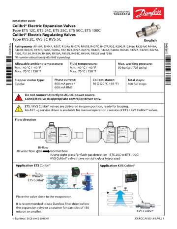 Danfoss ETS 50C Colibri Electric Expansion Valves, Type 12C, 24C, 25C ...