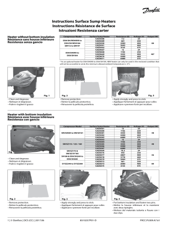 Danfoss Surface sump heater Heaters Installation Guide | Manualzz