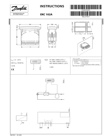Danfoss EKC 102D, EKC 102B2, EKC 102A, EKC 102C1 Guía de instalación | Manualzz