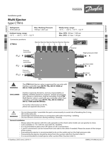 Danfoss CTM 6 Multi Ejector, type Installation Guide | Manualzz