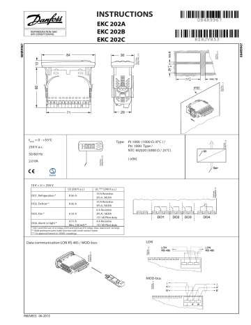 Danfoss EKC 202B 202A, 202C Guide d'installation | Manualzz