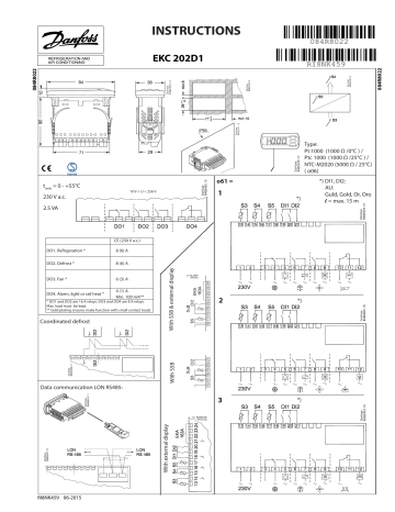 Danfoss EKC 202D1 Guida d'installazione | Manualzz