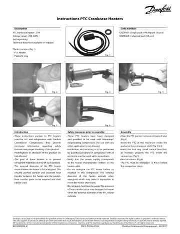 Danfoss PTC heater crankcase heaters Installation Guide | Manualzz