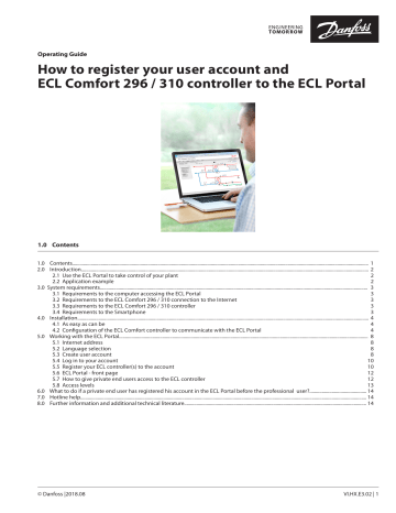 Danfoss ECL Comfort 296 /310 to Portal Operating Guide | Manualzz