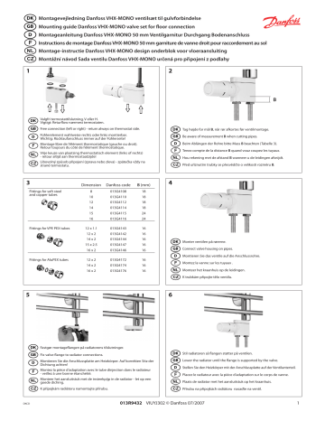 Danfoss RAX Design sets VHX-MONO valve set for floor connection Guide d ...