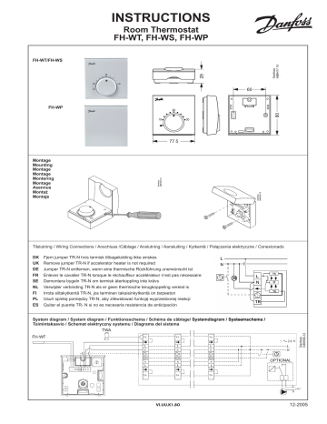 Danfoss FH Room Thermostats Thermostat -WT, -WS, -WP Installationsanleitung | Manualzz
