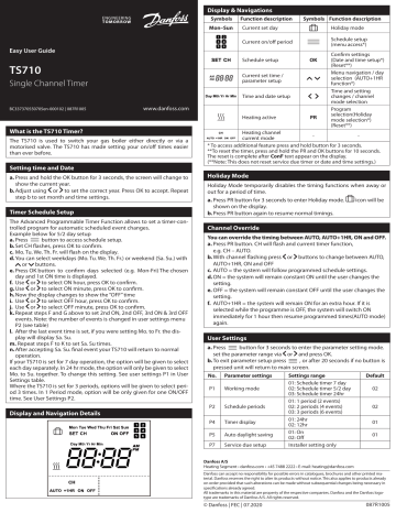 Danfoss TS710 Digital Room Thermostat Easy User Guide | Manualzz