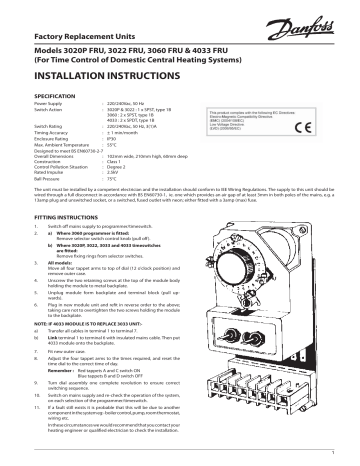 Danfoss 102 Factory Replacement Units Installation Guide | Manualzz