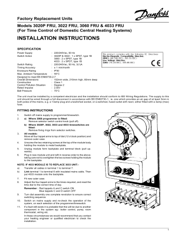 Danfoss 102 Factory Replacement Units Installation Guide | Manualzz