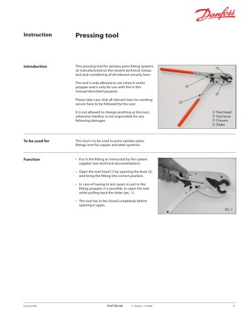 Danfoss Tools for Pipes Pressing tool Installation Guide | Manualzz