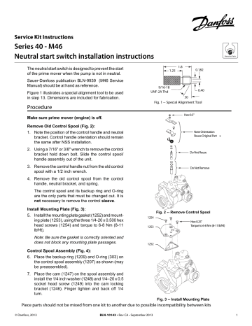 Danfoss M46 Variable Pumps Series 40 Neutral Start Switch Replacement Installation Guide | Manualzz