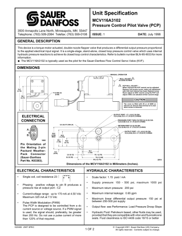 Danfoss M46 - Parts MCV116A3102 Pressure Control Pilot Valve (single coil) Installation Guide ...