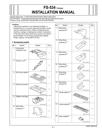 Konica Minolta FS-534 Installation Manual | Manualzz