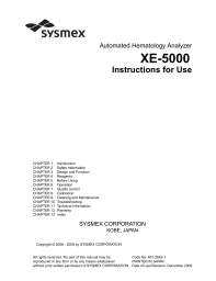SYSMEX XE-5000 - quick guide, instruction manual