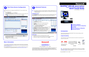 Honeywell MAXPRO NVR XE Quick Install Manual | Manualzz